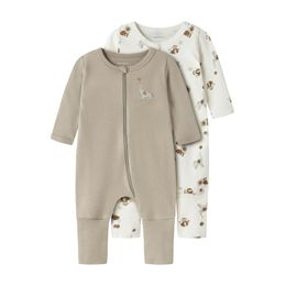 name it Schlafanzug Jungen Gr&ouml;&szlig;e 62 beige / braun / rauchgrau / wei&szlig;