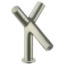 Hansgrohe AXOR Starck 2-Griff Waschtischarmatur 80 mit Zugstangen-Ablaufgarnitur, 10030820, Farbe: Brushed Nickel