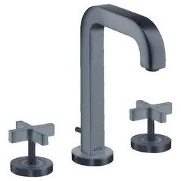 Hansgrohe AXOR Citterio 3-Loch Waschtischarmatur 170, Zugstangen-Ablaufgarnitur, Auslauf 140mm, Kreuzgriffe, Rosetten, 39133340, Farbe: Brushed Black Chrome