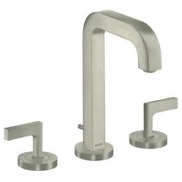 Hansgrohe AXOR Citterio 3-Loch Waschtischarmatur 170, Zugstangen-Ablaufgarnitur, Auslauf 140mm, Hebelgriffe, Rosetten, 39135820, Farbe: Brushed Nickel