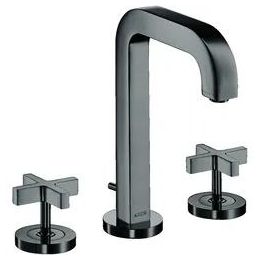 Hansgrohe AXOR Citterio 3-Loch Waschtischarmatur 170, Zugstangen-Ablaufgarnitur, Auslauf 140mm, Kreuzgriffe, Rosetten, 39133330, Farbe: Polished Black Chrome
