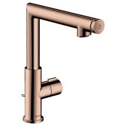 Hansgrohe AXOR Uno Select Waschtischmischer 220 mit Zugstangen-Ablaufgarnitur, Ausladung 160mm, 45016300, Farbe: Polished Red Gold