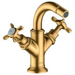 Hansgrohe AXOR Montreux 2-Griff-Bidetarmatur, Zugstangen-Ablaufgarnitur, 16520950, Farbe: Brushed Brass