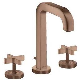 Hansgrohe AXOR Citterio 3-Loch Waschtischarmatur 170, Zugstangen-Ablaufgarnitur, Auslauf 140mm, Kreuzgriffe, Rosetten, 39133310, Farbe: Brushed Red Gold