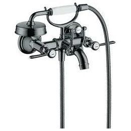 Hansgrohe AXOR Montreux 2-Griff-Wannenarmatur Aufputz, Hebelgriffe, Ausladung 220mm, 16551330, Farbe: Polished Black Chrome