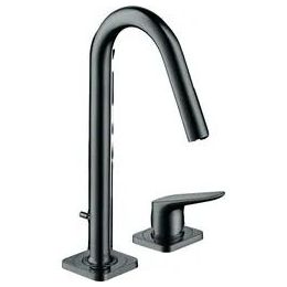 Hansgrohe AXOR Citterio M 2-Loch Waschtischmischer 160 mit Zugstangen-Ablaufgarnitur, 34132330, Farbe: Polished Black Chrome
