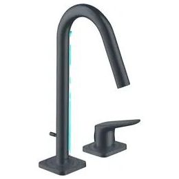 Hansgrohe AXOR Citterio M 2-Loch Waschtischmischer 160 mit Zugstangen-Ablaufgarnitur, 34132340, Farbe: Brushed Black Chrome