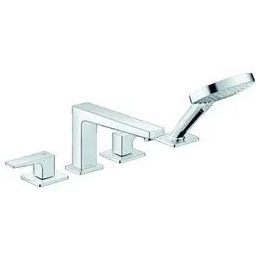 Hansgrohe Metropol 4-Loch Einhebel-Wannenrandmischer, Hebelgriffe, Ausladung 196mm, 32552000
