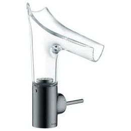 Hansgrohe AXOR Starck V Einhebel-Waschtischmischer 140 mit Glasauslauf und Ablaufgarnitur, 12112330, Farbe: Polished Black Chrome
