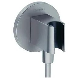 Hansgrohe FixFit S Wandanschluss, mit Brausehalter, 26888340, Farbe: Brushed Black Chrome