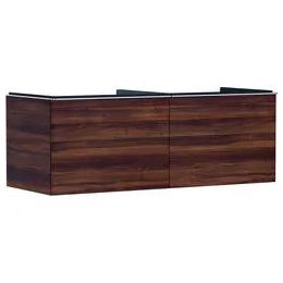 Hansgrohe Xelu Q Waschtischunterschrank, 1360x550, 2 Schubk&auml;sten, f&uuml;r Konsolen mit Aufsatzwaschtisch, geschliffen, 54069000, Farbe: M&ouml;bel Nussbaum Dunkel/Griff Chrom