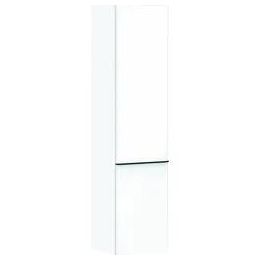 Hansgrohe Xelu Q Halbhochschrank, 400x350x1650, 2 T&uuml;ren, T&uuml;ranschlag links, 3 Glasfachb&ouml;den, 54135670, Farbe: M&ouml;bel Wei&szlig; Hochglanz/Griff Mattschwarz