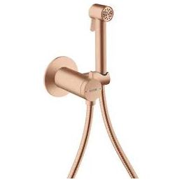 Hansgrohe AXOR Bidette Showers Bidette Handbrause 1jet EcoSmart, rund, f&uuml;r Mischwasser, mit Brausehalter und Brauseschlauch 1,25m, 29242310, Farbe: Brushed Red Gold