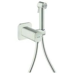 Hansgrohe AXOR Bidette Showers Bidette Handbrause 1jet EcoSmart, softsquare, f&uuml;t Mischwasser, mit Brausehalter und Brauseschlauch 1,25m, 29243800, Farbe: Stainless Steel Optic