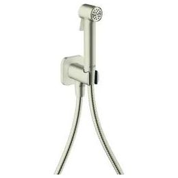 Hansgrohe AXOR Bidette Showers Bidette Handbrause 1jet EcoSmart, softsquare, f&uuml;r Kaltwasser, mit Brausehalter und Brauseschlauch 1,25m, 29241820, Farbe: Brushed Nickel