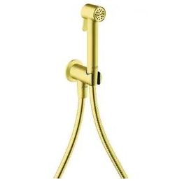 Hansgrohe AXOR Bidette Showers Bidette Handbrause 1jet EcoSmart, rund, f&uuml;r Kaltwasser, mit Brausehalter und Brauseschlauch 1,25m, 29240950, Farbe: Brushed Brass