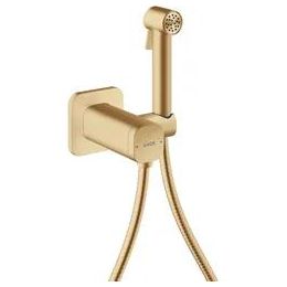 Hansgrohe AXOR Bidette Showers Bidette Handbrause 1jet EcoSmart, softsquare, f&uuml;t Mischwasser, mit Brausehalter und Brauseschlauch 1,25m, 29243140, Farbe: Brushed Bronze