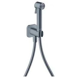 Hansgrohe AXOR Bidette Showers Bidette Handbrause 1jet EcoSmart, softsquare, f&uuml;r Kaltwasser, mit Brausehalter und Brauseschlauch 1,25m, 29241340, Farbe: Brushed Black Chrome