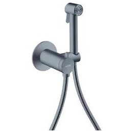 Hansgrohe AXOR Bidette Showers Bidette Handbrause 1jet EcoSmart, rund, f&uuml;r Mischwasser, mit Brausehalter und Brauseschlauch 1,25m, 29242340, Farbe: Brushed Black Chrome