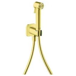 Hansgrohe AXOR Bidette Showers Bidette Handbrause 1jet EcoSmart, softsquare, f&uuml;r Kaltwasser, mit Brausehalter und Brauseschlauch 1,25m, 29241950, Farbe: Brushed Brass