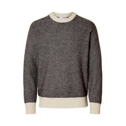 Selected Lang&auml;rmeliger Strickpullover Herren Gr&ouml;&szlig;e XXL dunkelbraun / wollwei&szlig;