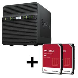Synology DiskStation DS423 4 Einsch&uuml;be NAS-Server Leergeh&auml;use + 2x WD Red SATA 3.5" HDD 4TB Festplatte
