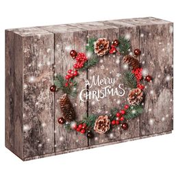 25 x Pr&auml;sentkarton "Weihnachtskranz" f&uuml;r 3 Flaschen 360 x 250 x 95 mm