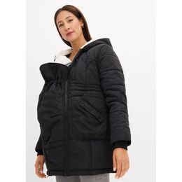 bonprix Gef&uuml;tterte Umstandsjacke mit Baby-Einsatz, schwarz, Gr.46, Kuschelige Jacke in Steppoptik aus recyceltem Polyester