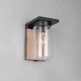 Trio Au&szlig;enwandlampe ARDILA, Holzoptik H&ouml;he 19 cm Metall/Glas IP44