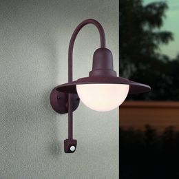 Trio Sensor-Au&szlig;enwandlampe NORMAN, rost, &Oslash; 30 cm Metall/Glas IP44