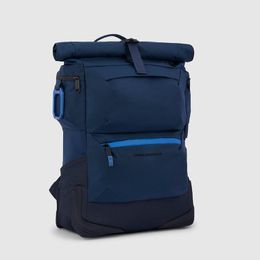 Piquadro Corner 2.0 Roll-Top Laptop-Rucksack 15,6" Blau