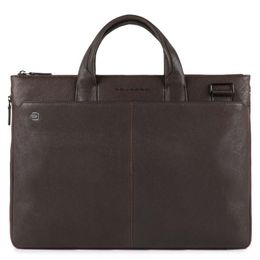 Piquadro Black Square Schmale Laptoptasche 15.6" erweiterbar dunkelbraun