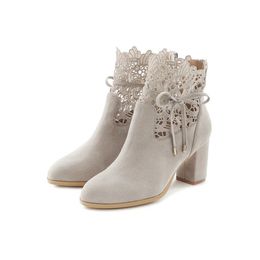 Lascana High-Heel-Stiefelette 'Sommerstiefelette' grau Gr. 36 f&uuml;r Damen. Mit Spitze