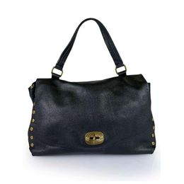 Lia Biassoni Leder-Schultertasche "Ciateli" in Schwarz - (B)38 x (H)27,5 x (T)14 cm - 76% | Damen-taschen