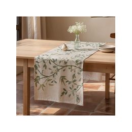 Mint Rugs Tischl&auml;ufer "Zarza" in Creme/ Gr&uuml;n - 33% | Gr&ouml;&szlig;e 50x155 cm |