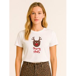 WOOOP Shirt "Merry Xmas" in Wei&szlig; - 42% | Gr&ouml;&szlig;e M | Damen-tops