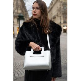 maison h&eacute;ritage PARIS Leder-Henkeltasche "Jini" in Silber - (B)30 x (H)22 x (T)10 cm - 76% | Damen-taschen