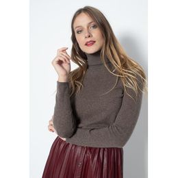 Perfect Cashmere Kaschmir-Rollkragenpullover "Ashley" in Taupe - 65% | Gr&ouml;&szlig;e XL | Damen-pullover-cardigans