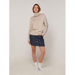 Rodier Rollkragenpullover in Beige/ Dunkelblau - 63% | Gr&ouml;&szlig;e S | Damen-pullover-cardigans