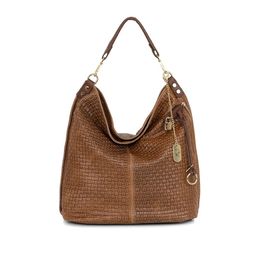Anna Morellini Leder-Schultertasche "Caroline" in Camel - (B)42 x (H)38 x (T)17 cm - 78% | Damen-taschen