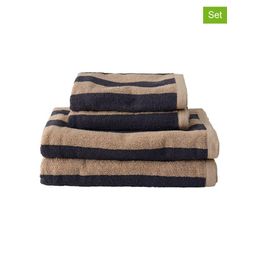 Ellos Home 4tlg. Handtuchset "Saga" in Dunkelblau/ Beige - 39% | Badtextilien