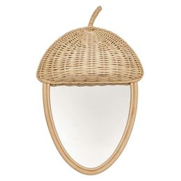 OYOY mini Rattan-Spiegel "Acorn" in Beige - (H)42 x (L)31 x (W)8 cm - 43% | Spiegel