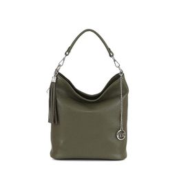 Mia Tomazzi Leder-Schultertasche "Sabaudia" in Khaki - (B)26 x (H)28 x (T)12 cm - 77% | Damen-taschen