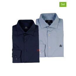 The Time of Bocha 2er-Set: Hemden - Regular fit - in Hellblau/ Dunkelblau - 67% | Gr&ouml;&szlig;e L | Herren-plussize