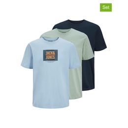 Jack & Jones Jack & Jones 3er-Set: Shirts in Blau/ Gr&uuml;n - 20% | Gr&ouml;&szlig;e L | Herren-plussize