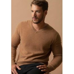 Perfect Cashmere Kaschmir-Pullover "Alexander" in Hellbraun - 64% | Gr&ouml;&szlig;e XL | Herren-plussize