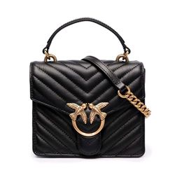 Pinko Leder-Henkeltasche in Schwarz - (B)17,5 x (H)15 x (T)7 cm - 40% | Damen-taschen