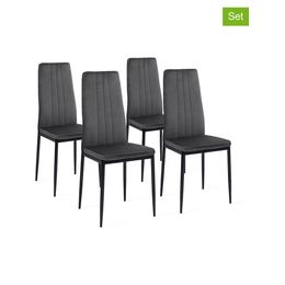 IDOMYA Factory 4er-Set: St&uuml;hle "Jade" in Anthrazit/ Schwarz - (B)41,5 x (H)96 x (T)39 cm - 58% | Sitzmoebel