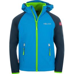 Trollkids Zipp-Off-Softshelljacke "Rondane XT" in Hellblau/ Dunkelblau - 49% | Gr&ouml;&szlig;e 122 | Kinder-outdoor-jacken