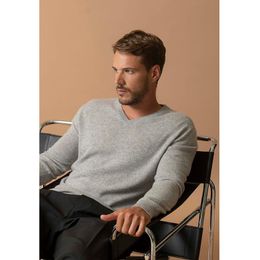 Perfect Cashmere Kaschmir-Pullover "Alexander" in Hellgrau - 60% | Gr&ouml;&szlig;e S | Herren-plussize